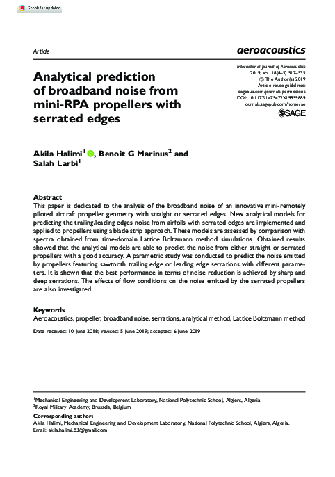 (PDF) Analytical prediction of broadband noise from mini-RPA propellers ...