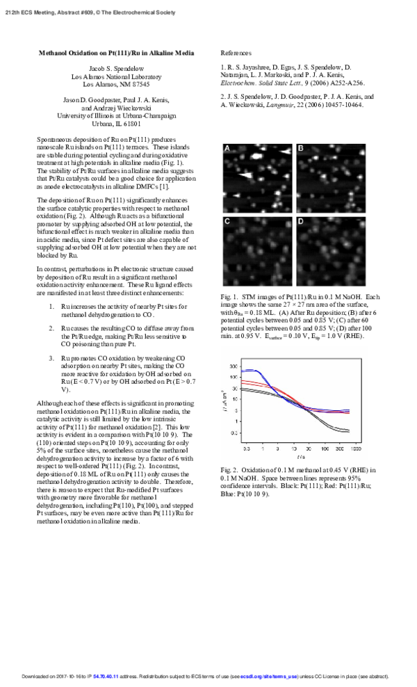 (PDF) Methanol Oxidation on Pt(111)/Ru in Alkaline Media