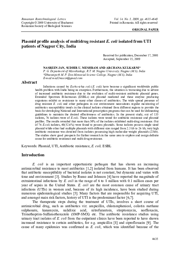(PDF) Plasmid profile analysis of multidrug resistant pseudomonas aeruginosa isolated from wound ...