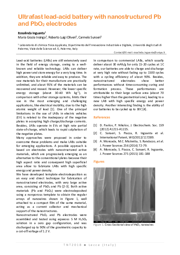 (PDF) Ultrafast lead-acid battery with nanostructured Pb and PbO2 ...