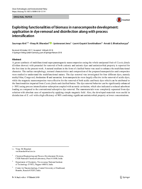 (PDF) Exploiting functionalities of biomass in nanocomposite development: application in dye ...