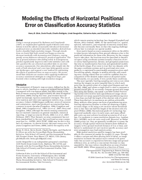 (PDF) Modeling the Effects of Horizontal Positional Error on Classification Accuracy Statistics ...