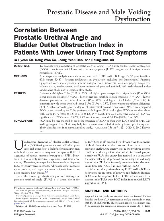 (PDF) Correlation Between Prostatic Urethral Angle and Bladder Outlet ...