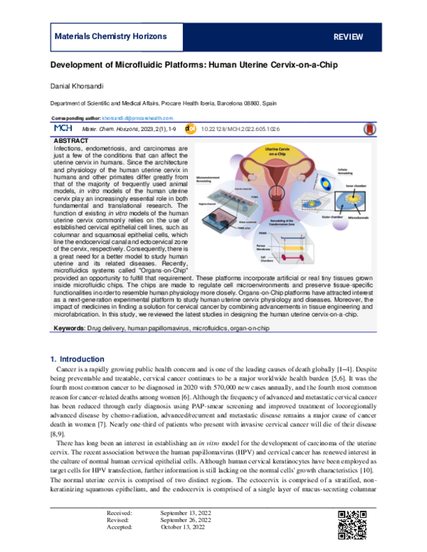 (PDF) Materials Chemistry Horizons REVIEW Development of Microfluidic ...