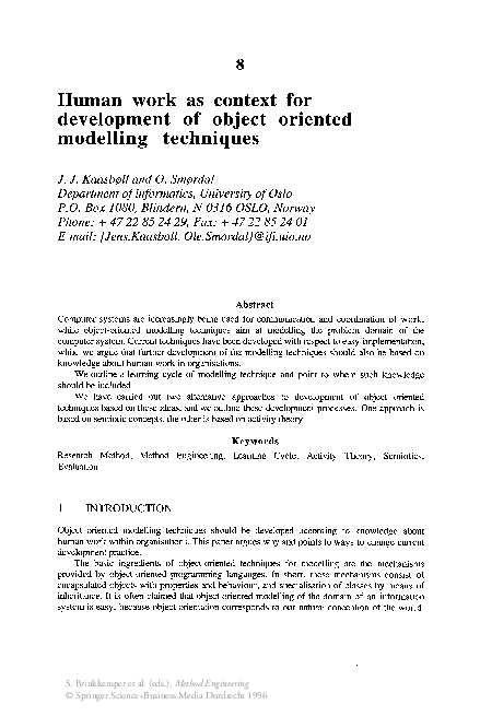 (PDF) Object-Oriented Modelling in Work Contexts (PDF) Object-Oriented Modelling in Work Contexts