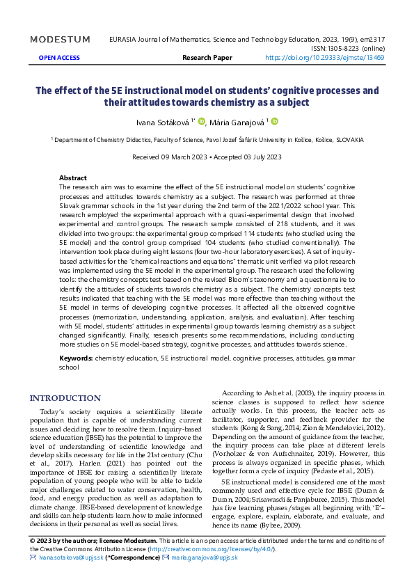 (PDF) The effect of the 5E instructional model on students’ cognitive ...