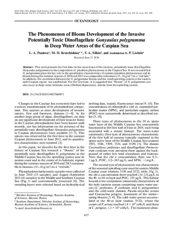(PDF) The phenomenon of bloom development of the invasive potentially ...