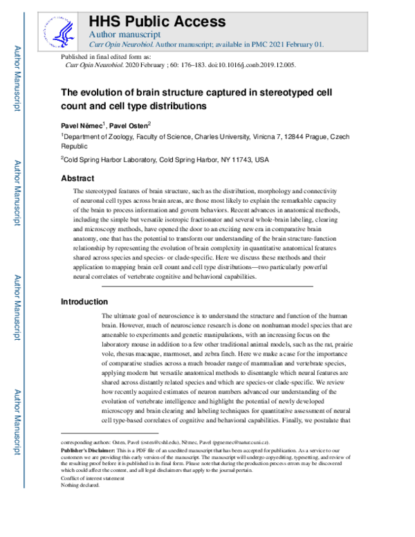 (PDF) The evolution of brain structure captured in stereotyped cell ...