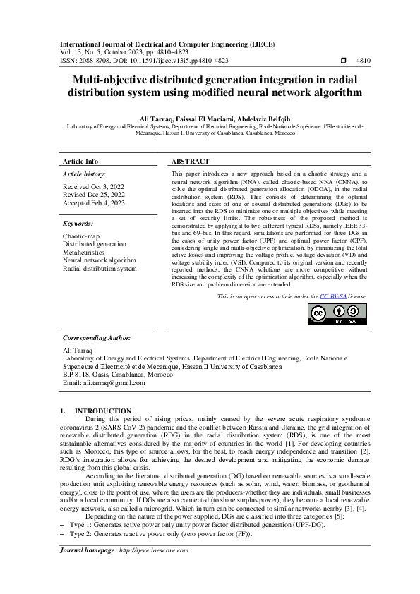 Pdf Multi Objective Distributed Generation Integration In Radial