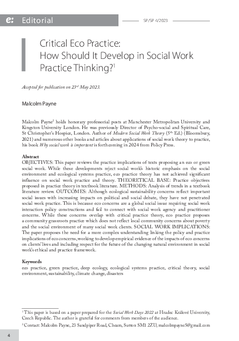 (PDF) Critical Eco Practice: How Should It Develop in Social Work ...