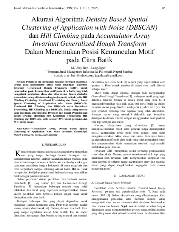 Pdf Akurasi Algoritma Density Based Spatial Clustering Of Application With Noise Dbscan