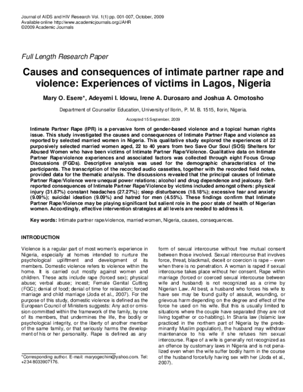(PDF) Causes and consequences of intimate partner rape and violence ...