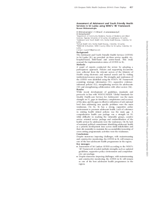 (PDF) Assessment of Adolescent and Youth Friendly Health Services in ...