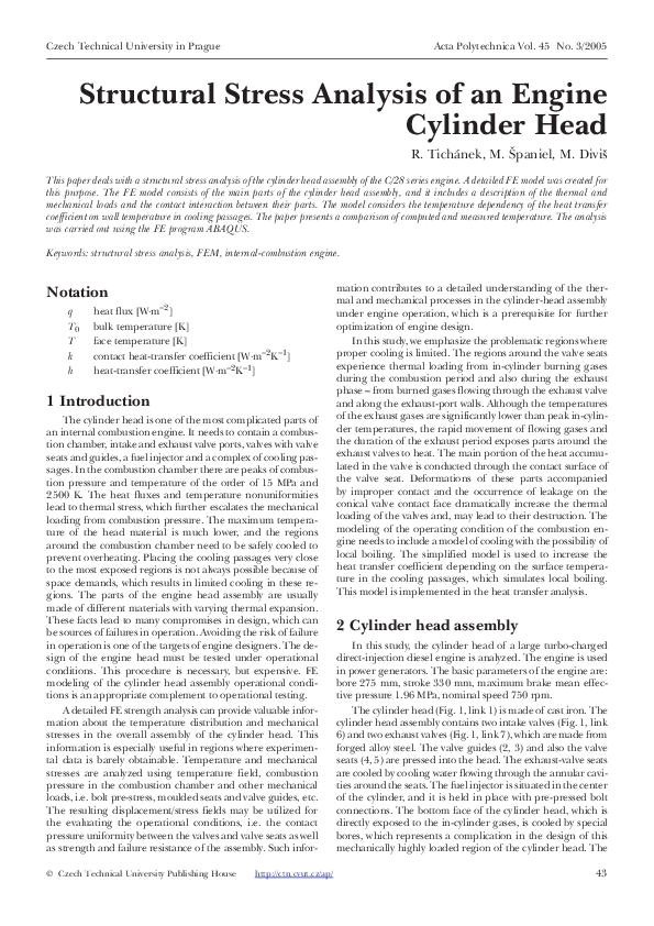 (PDF) Structural Stress Analysis of an Engine Cylinder Head