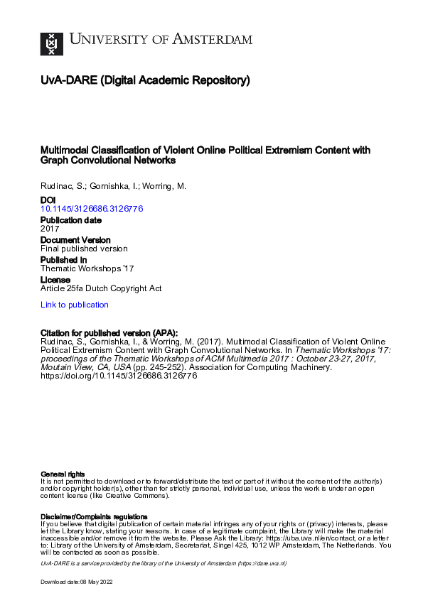 (PDF) Multimodal Classification of Violent Online Political Extremism ...