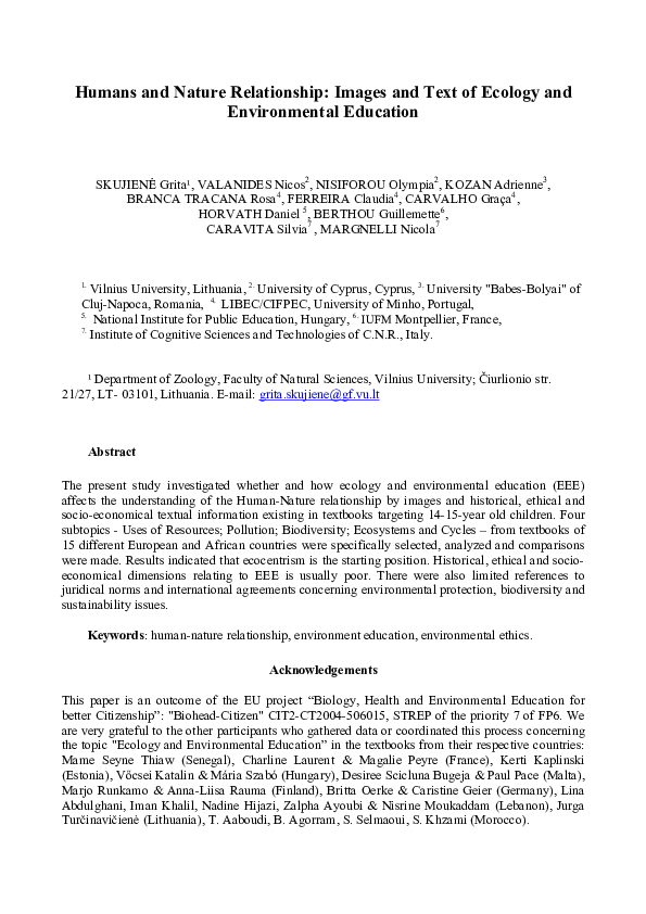 (PDF) Humans and nature relationship: Images and text of Ecology and ...
