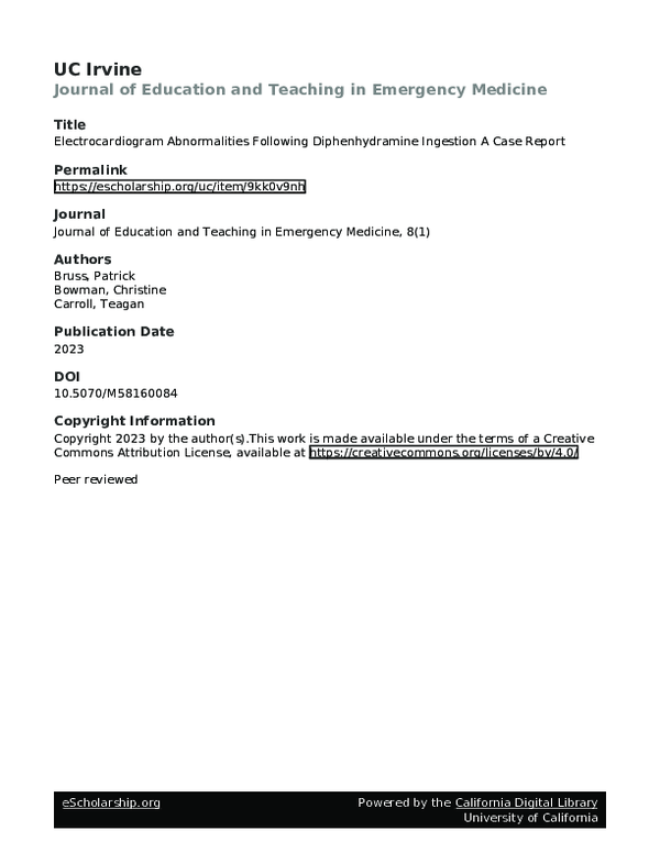 (PDF) Electrocardiogram Abnormalities Following Diphenhydramine ...