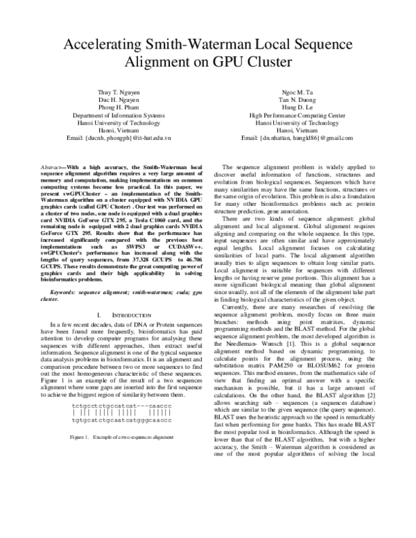 (PDF) GPU-Accelerated Smith-Waterman Alignment
