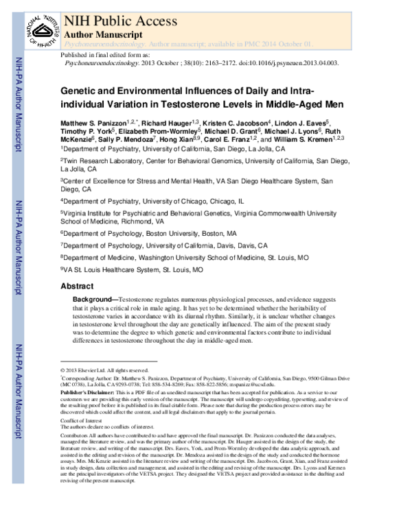 (PDF) Genetic and environmental influences of daily and intra ...