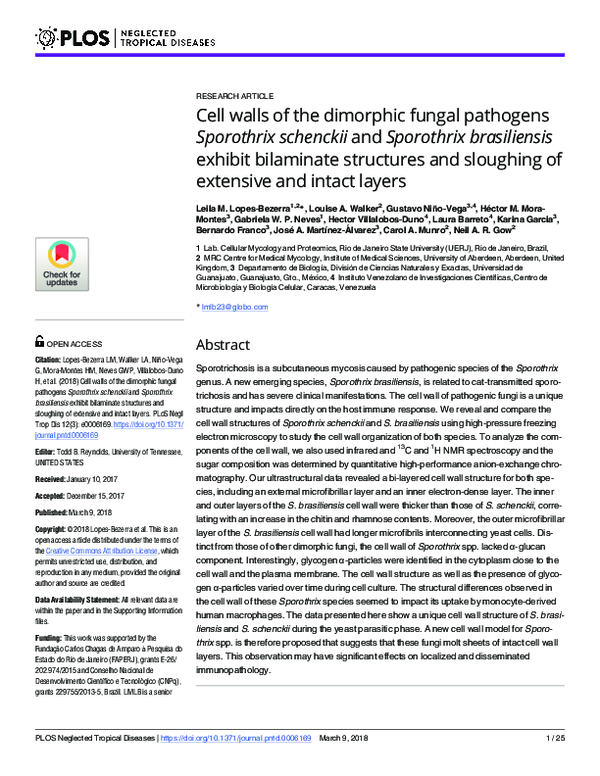 (PDF) Cell walls of the dimorphic fungal pathogens Sporothrix schenckii ...