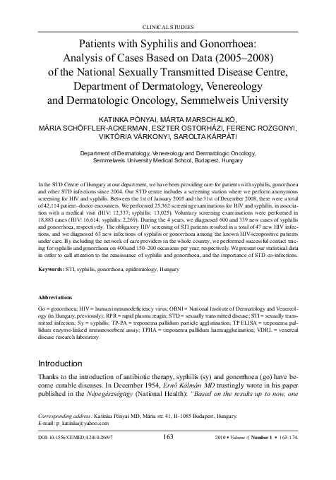 (PDF) Patients with syphilis and gonorrhoea: Analysis of cases based on ...
