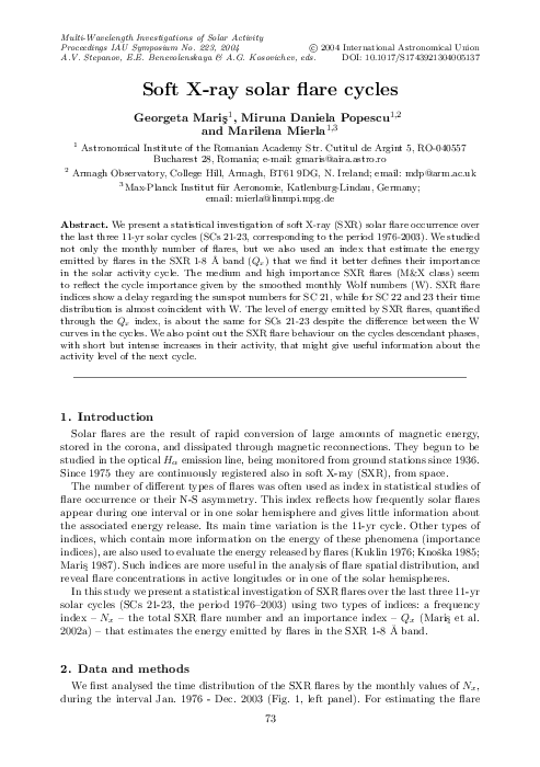 (PDF) Soft X-ray solar flare cycles