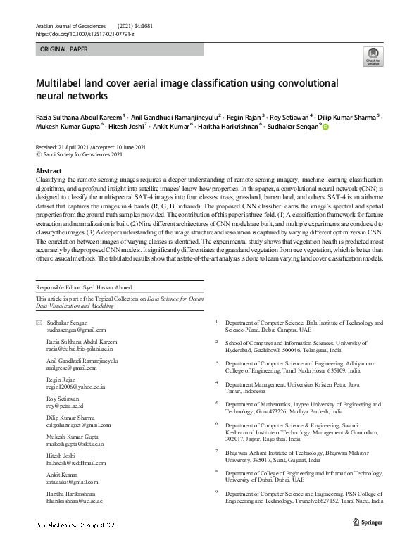 (PDF) Multilabel land cover aerial image classification using convolutional neural networks