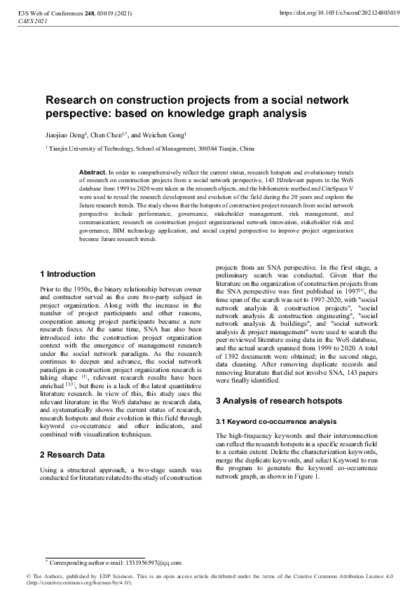 (PDF) Research on construction projects from a social network ...