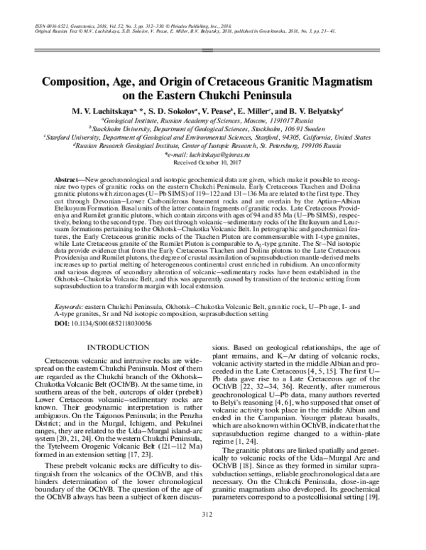 (PDF) Composition, Age, and Origin of Cretaceous Granitic Magmatism on ...