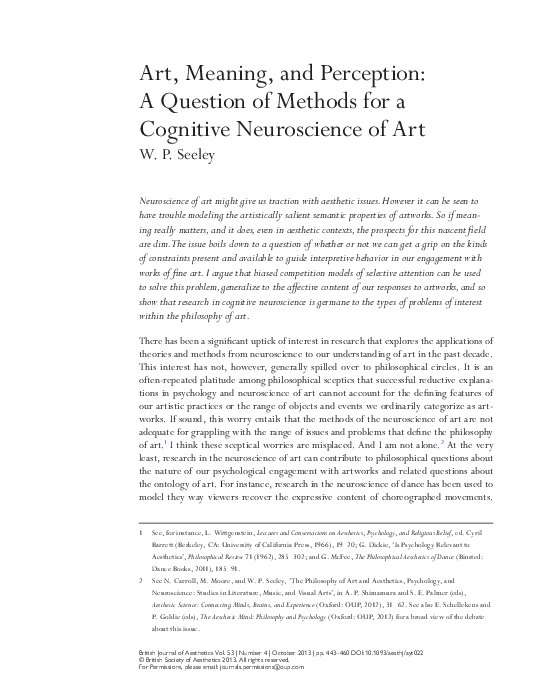 (PDF) Art, Meaning, and Perception: A Question of Methods for a ...