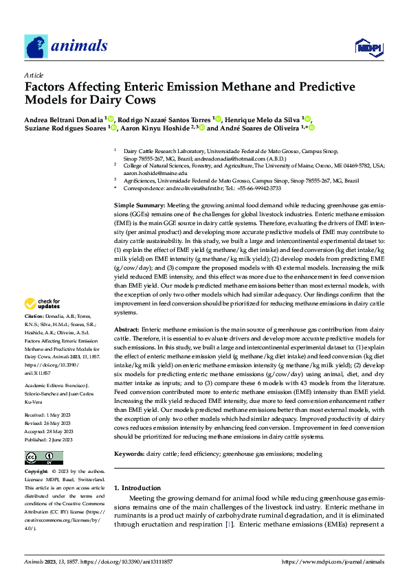 (PDF) Factors Affecting Enteric Emission Methane and Predictive Models ...