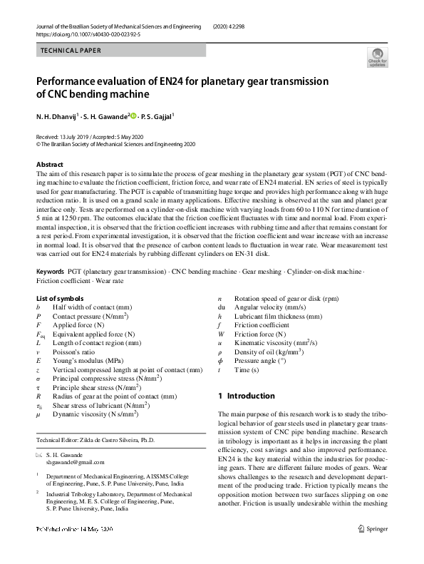 (PDF) Performance evaluation of EN24 for planetary gear transmission of ...