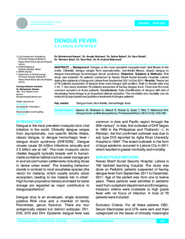 (PDF) Dengue Fever