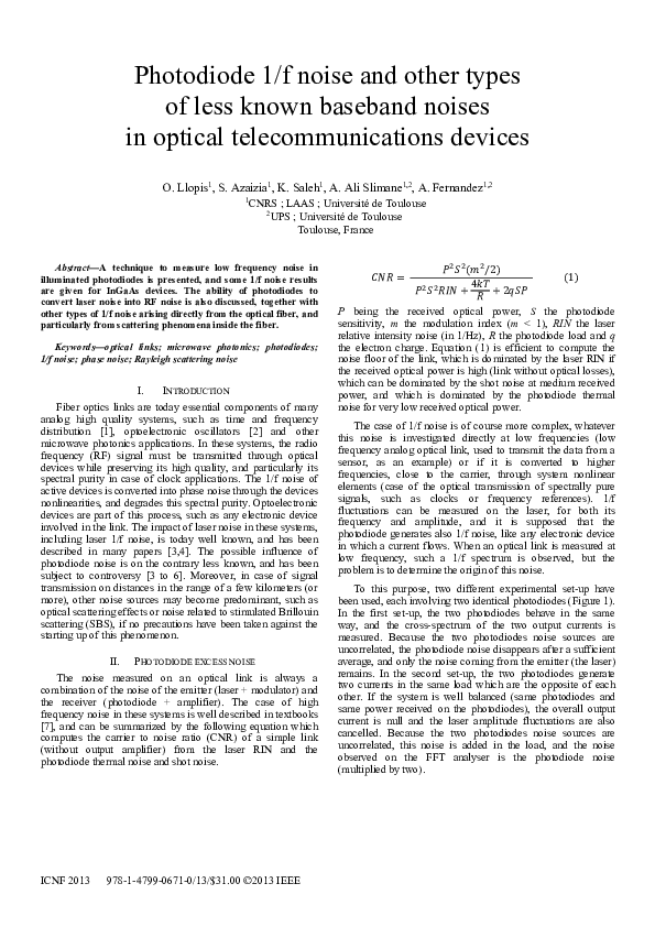 (PDF) Photodiode 1/f noise and other types of less known baseband ...