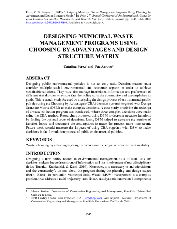 (PDF) Designing Municipal Waste Management Programs Using Choosing by ...