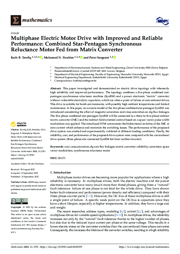 (PDF) Multiphase Electric Motor Drive with Improved and Reliable ...