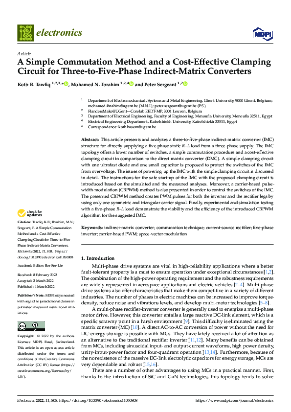 (PDF) A Simple Commutation Method and a Cost-Effective Clamping Circuit for Three-to-Five-Phase ...