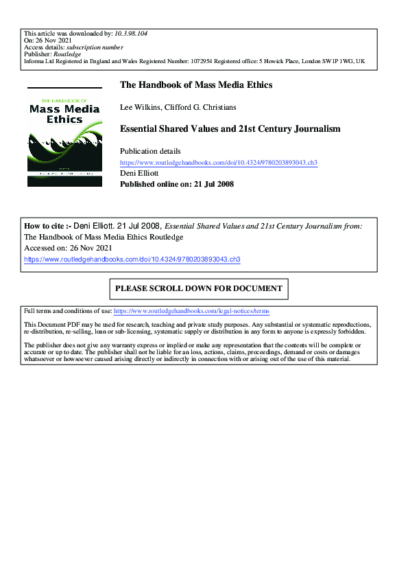 (PDF) The Handbook of Mass Media Ethics
