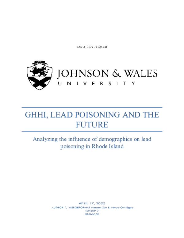 (PDF) GHHI, Lead Poinsoning and the Future