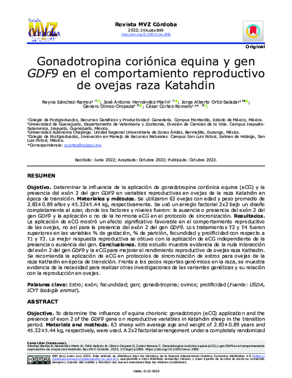 (PDF) APLICACIÓN DE GONADOTROPINA CORIÓNICA HUMANA (hCG) Y FERTILIDAD DE VACAS HOLSTEIN ...