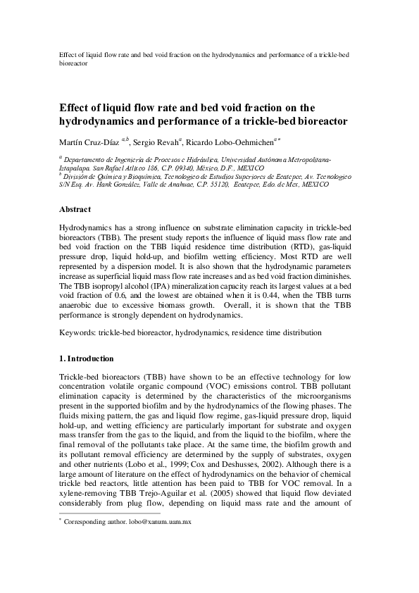 (PDF) Effect of liquid flow rate and bed void fraction on the ...