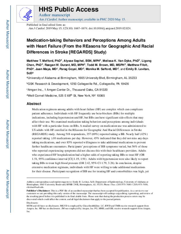 (PDF) Medication-Taking Behaviors and Perceptions Among Adults With ...