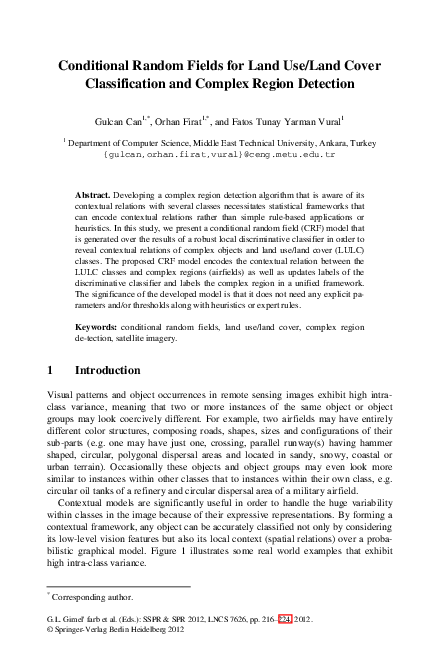 (PDF) Conditional Random Fields for Land Use/Land Cover Classification ...
