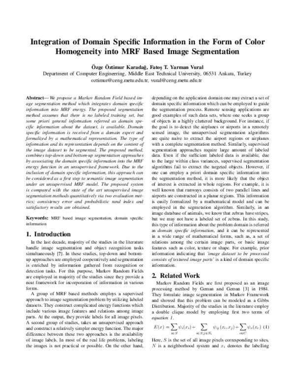 (PDF) Integration of Domain Specific Information in the Form of Color Homogeneity into MRF Based ...