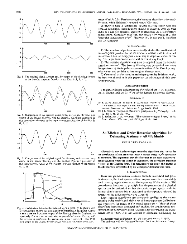 Pdf An Efficient And Order Recursive Algorithm For Estimating Stationary Arma Models