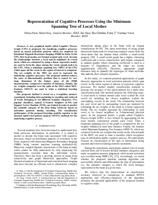 (PDF) Representation of cognitive processes using the minimum spanning tree of local meshes