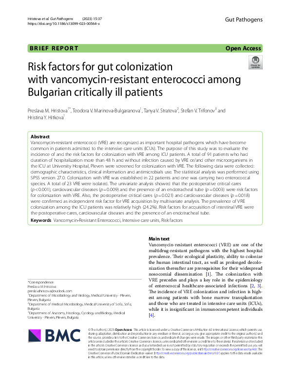 (PDF) Risk factors for gut colonization with vancomycin-resistant ...