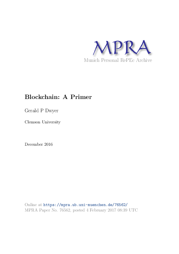 (PDF) Blockchain: A Primer