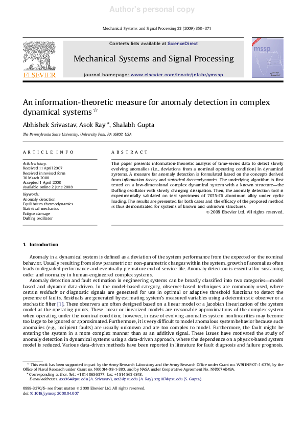 (PDF) Mechanical Systems and Signal Processing