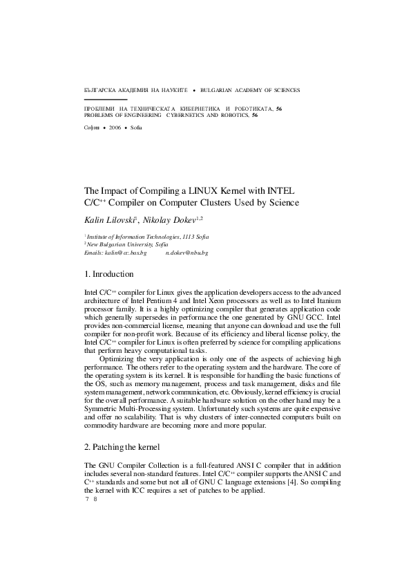 (PDF) The Impact of Compiling a LINUX Kernel with INTEL C/C ++ Compiler ...